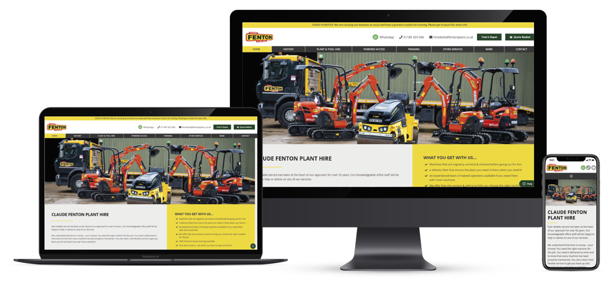 Fenton Plant Hire Website Design by Interpro Southampton Portsmouth ...